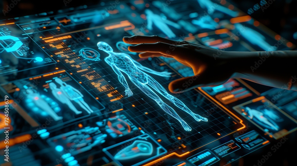 Futuristic holographic medical icon shining brightly in the air with ...