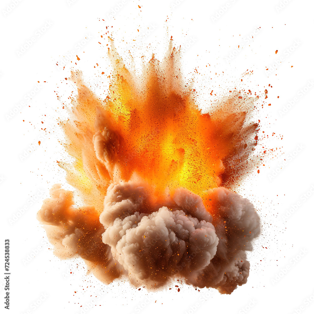 Intense fire and dust explosions isolated on transparent background ...