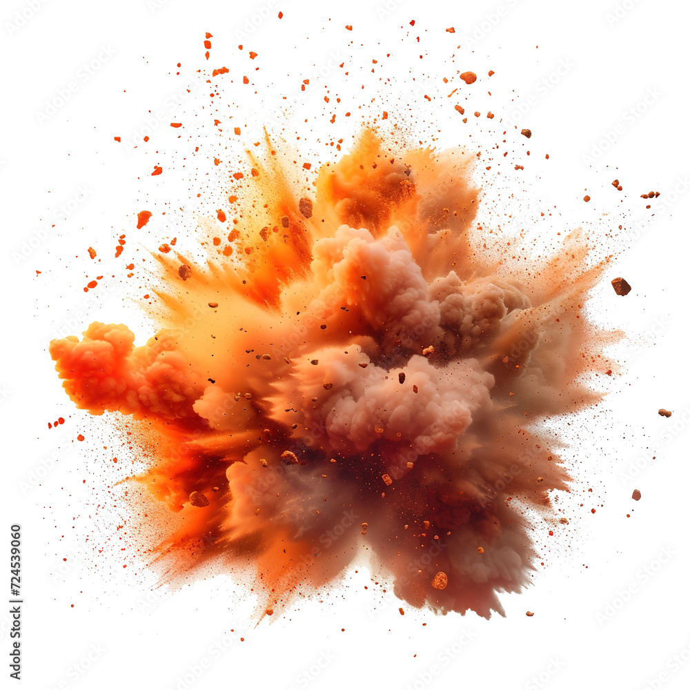 Intense fire and dust explosions isolated on transparent background ...