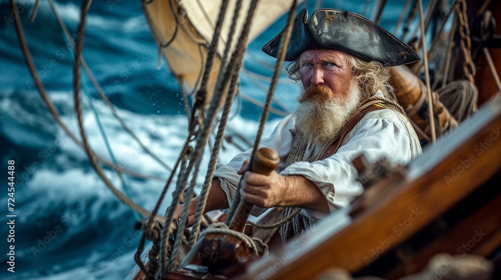 The thrill of a pirate voyage on the high seas, with the pirate captain ...