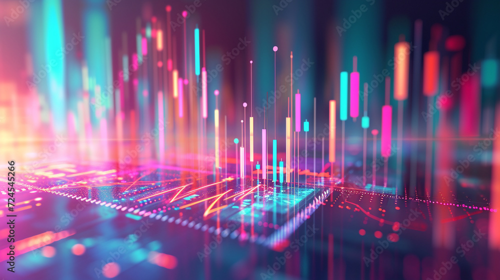 An abstract representation of financial markets, with vibrant stock ...