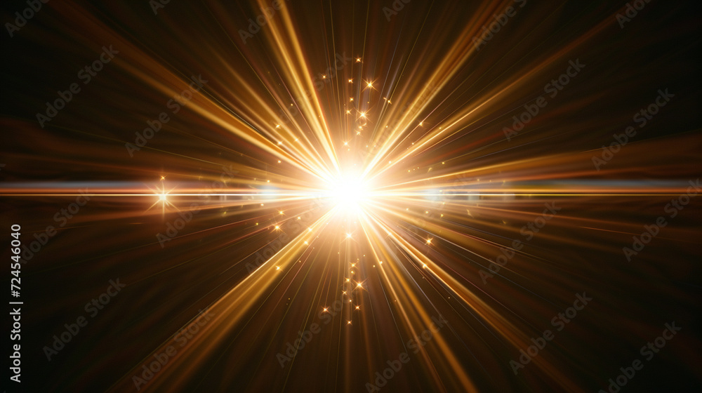 A radiant light flare isolated against a black background, showcasing ...