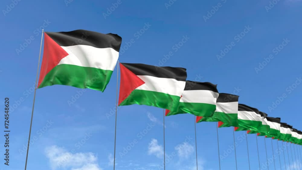Looping video of Palestine flag Waving on blue sky background, Loop ...