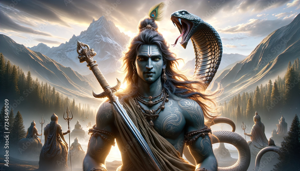 Hindu God Krishna with scared sword. AI Generated Stock Illustration ...
