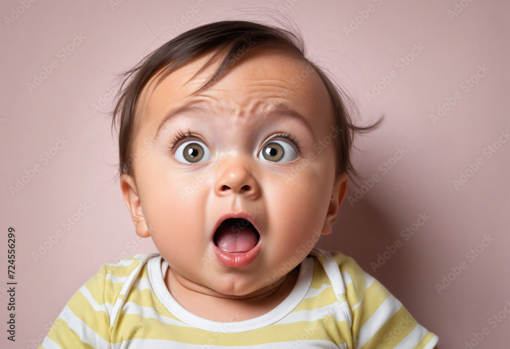 surprised or shocked cute little baby amazed of surprise, digital ...