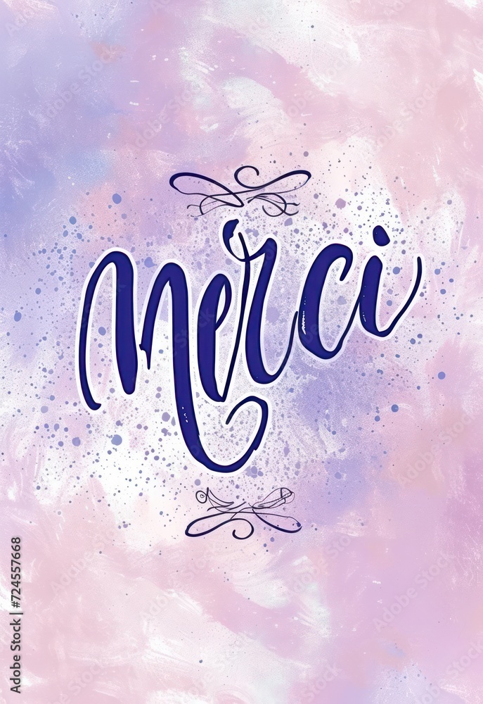Merci - Thank you in French language. Modern calligraphy lettering text ...