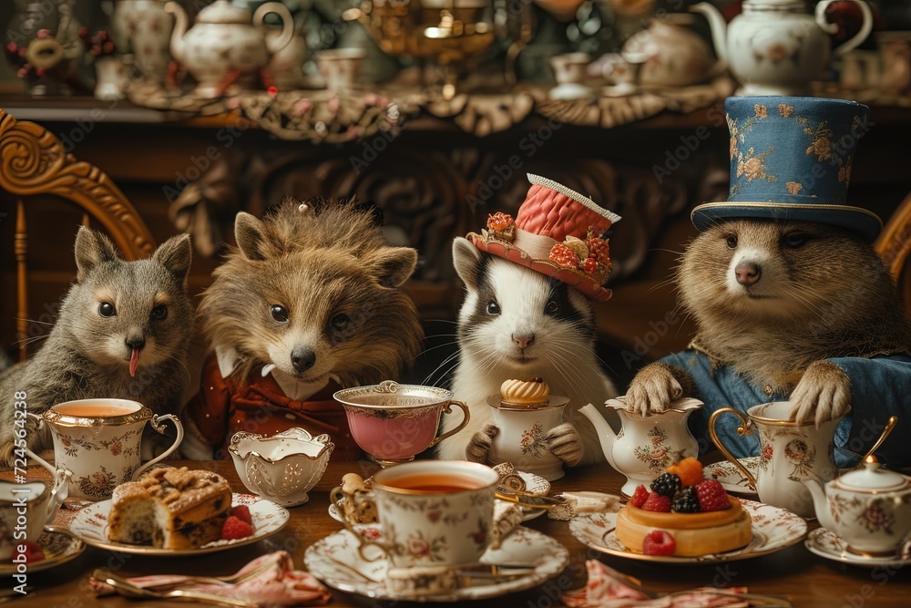 Presidential Tea Party Extravaganza, surreal tableau of animal ...