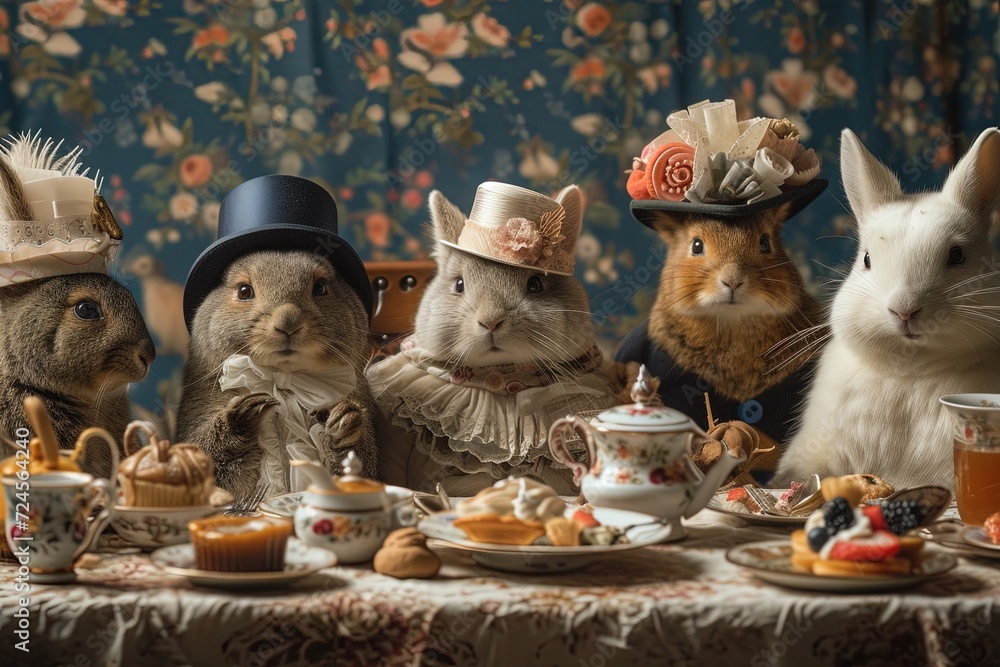 Presidential Tea Party Extravaganza, surreal tableau of animal ...