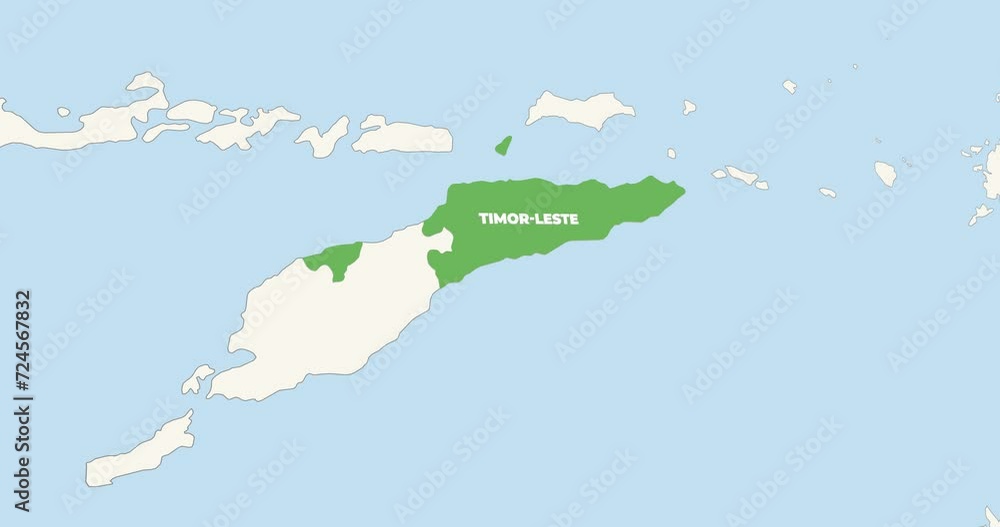 World Map Zoom In To Timor-Leste. Animation in 4K Video. Green Timor ...