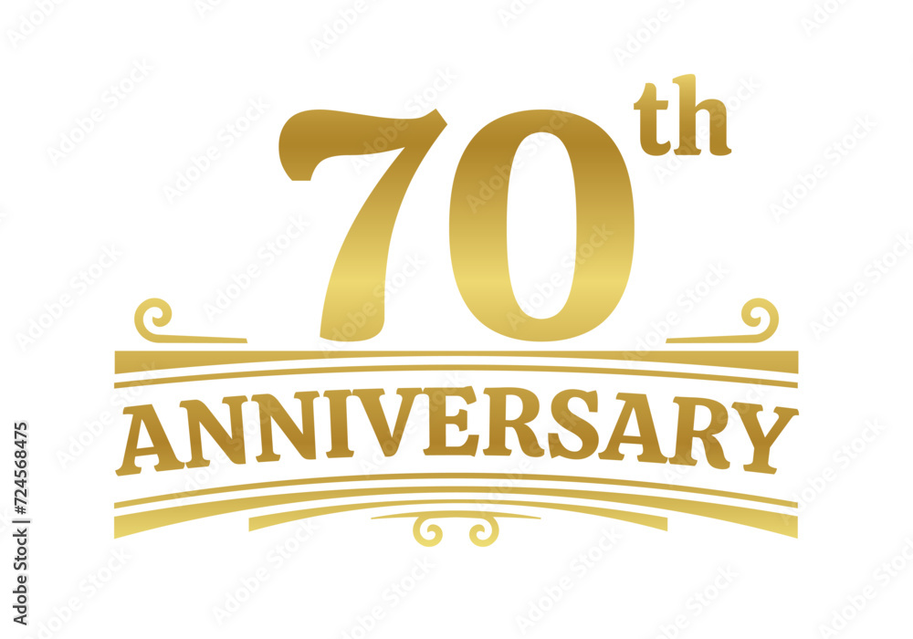 70 years anniversary logo, icon or badge. 70th birthday, jubilee ...