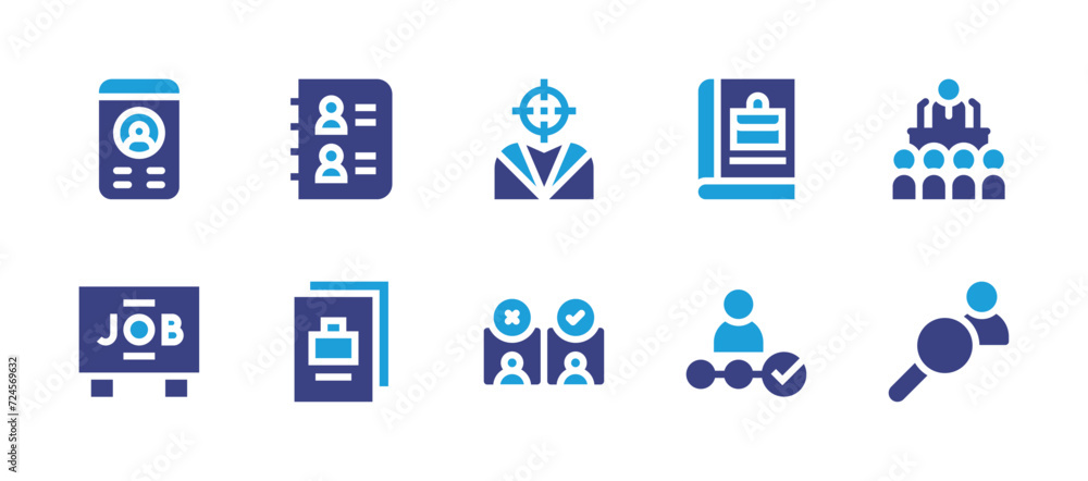 Recruitment icon set. Duotone color. Vector illustration. Containing ...