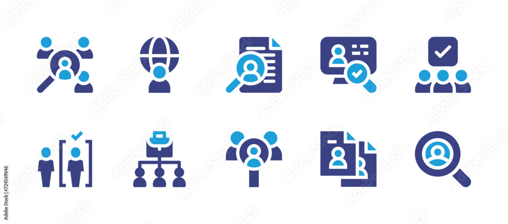 Recruitment icon set. Duotone color. Vector illustration. Containing ...