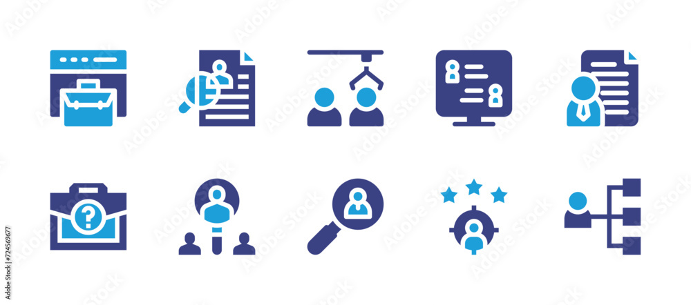 Recruitment icon set. Duotone color. Vector illustration. Containing ...