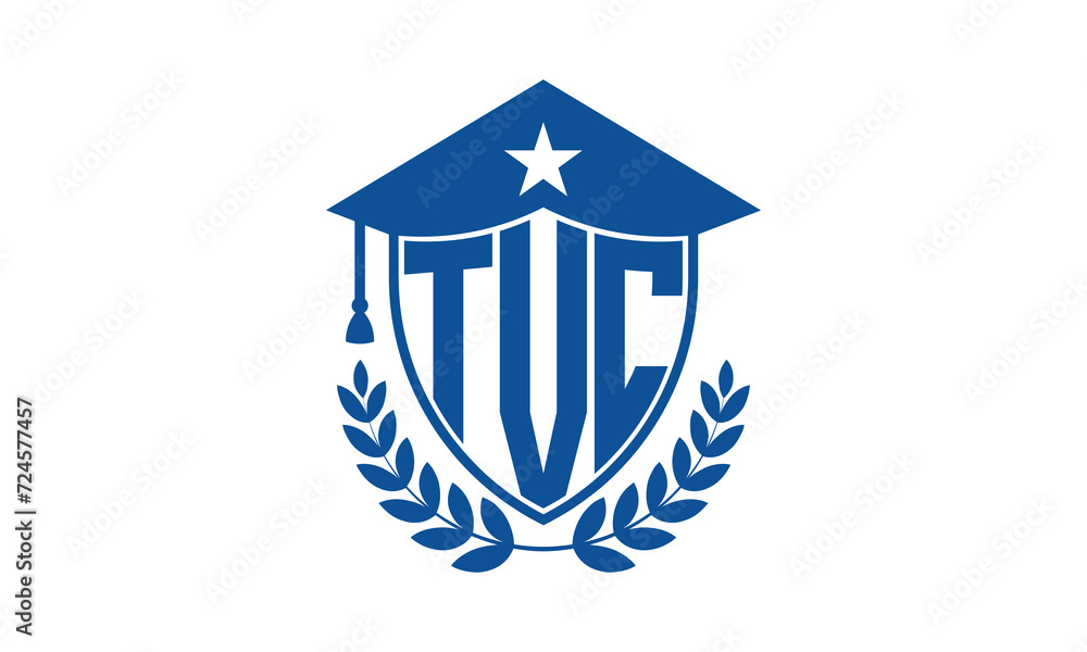 TVC three letter iconic academic logo design vector template. monogram ...