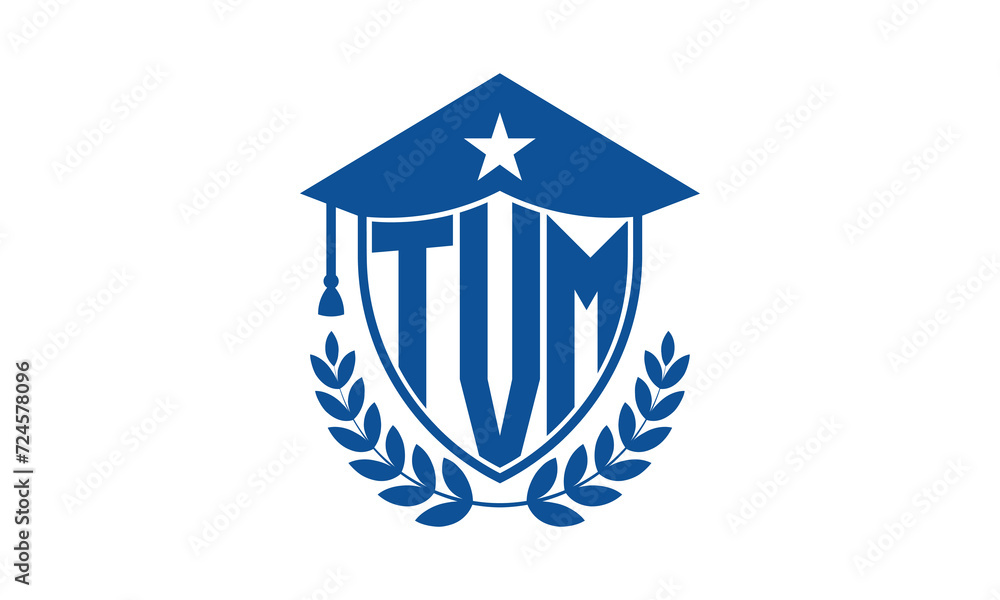 TVM three letter iconic academic logo design vector template. monogram ...