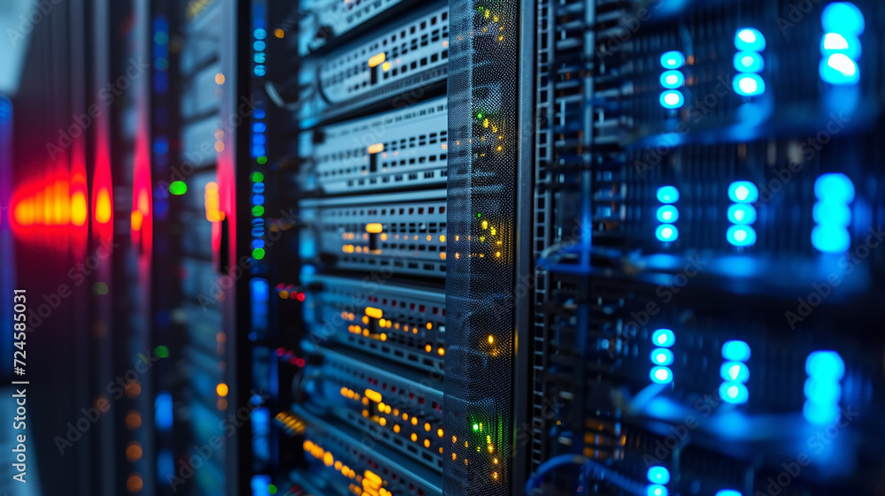 Data center and network devices in high performance operation Stock ...