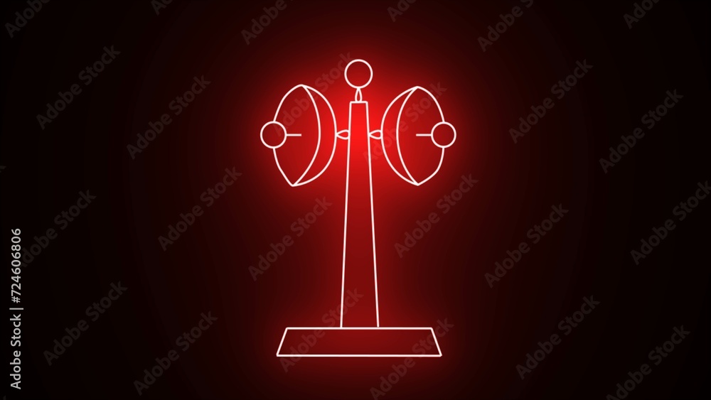 Red Isolated neon antenna icon glowing on black background. Technology ...