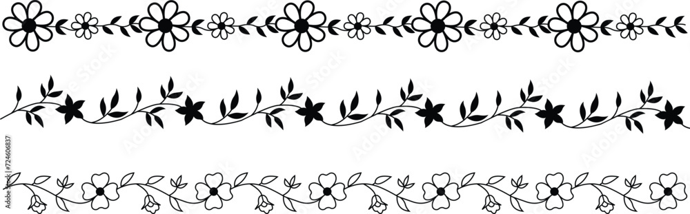 Floral wedding dividers, borders and delimiters, flourish vignettes and ...