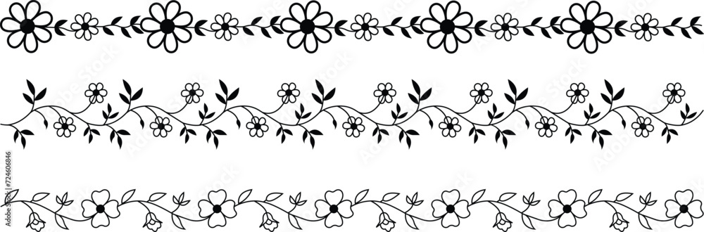 Floral wedding dividers, borders and delimiters, flourish vignettes and ...