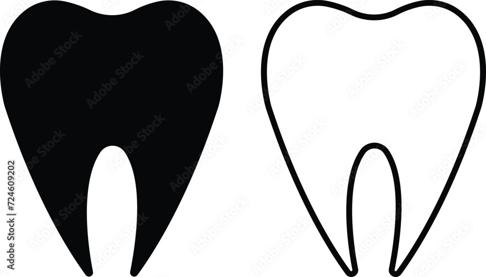 Molar healthy tooth icon set. Human tooth silhouette, medical, dental ...