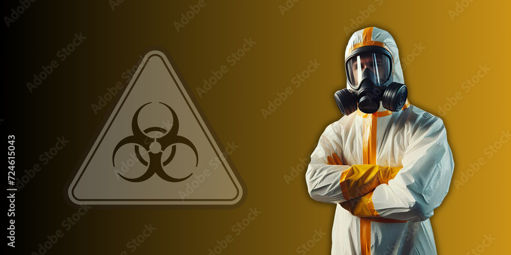 Industrial man wearing white Hazmat Suit Sheild and mask Bio Hazardous ...