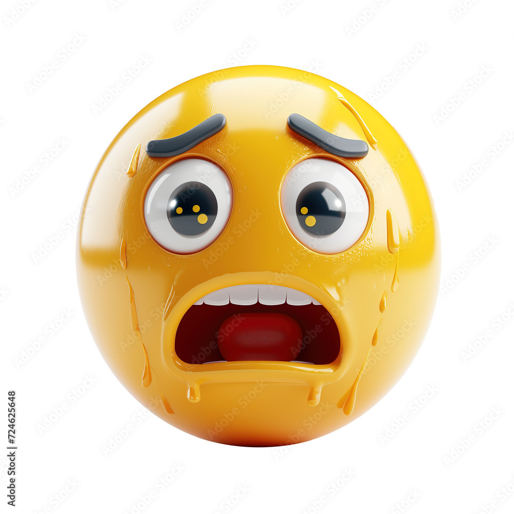 3d icon sweating face emoji isolated on transparent background Stock ...
