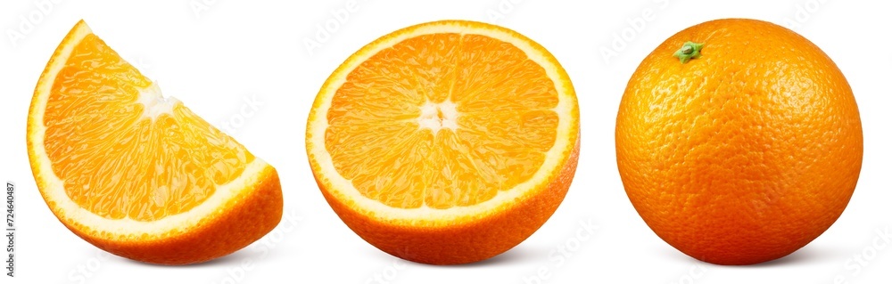 Orange slice isolated on white. Orange with slice and half on white ...