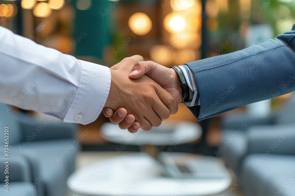 Hand shake, acquisition and business people investment deal, b2b ...