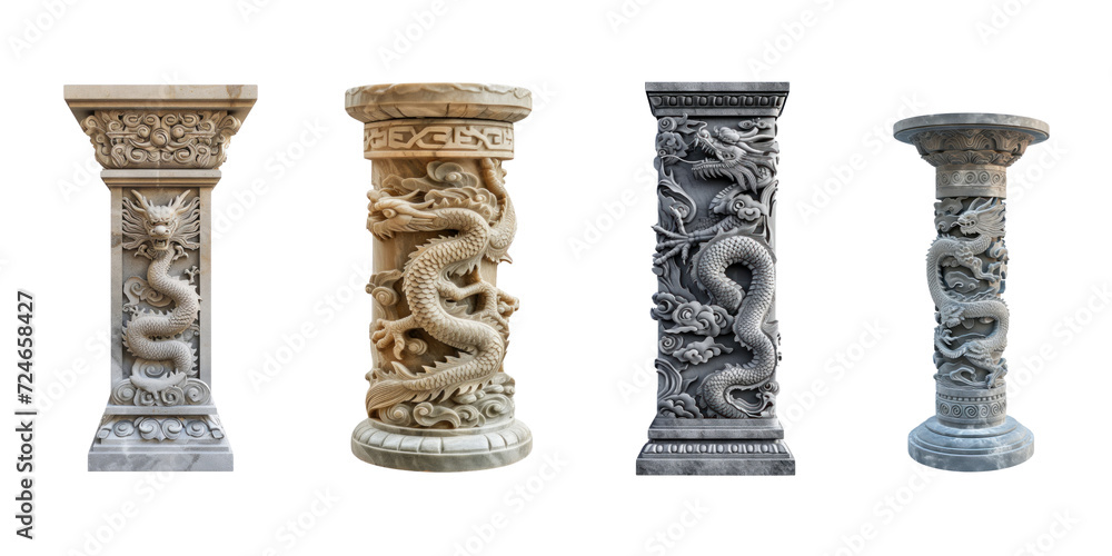 chinese pillar. Chinese traditional pillar with dragon engravings. with ...