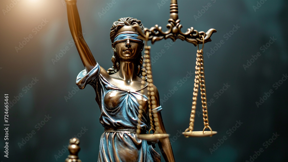 .Photograph a close-up of the iconic Lady Justice statue with blindfold ...