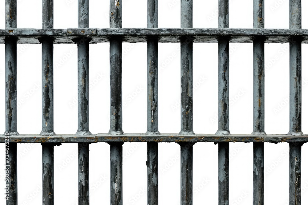 Metal bars in prison photographed in a studio isolated on white Stock ...