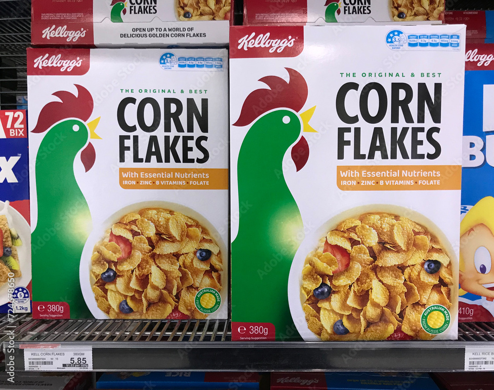 South Australia, Australia – Circa January, 2024: Packets of Kelloggs ...