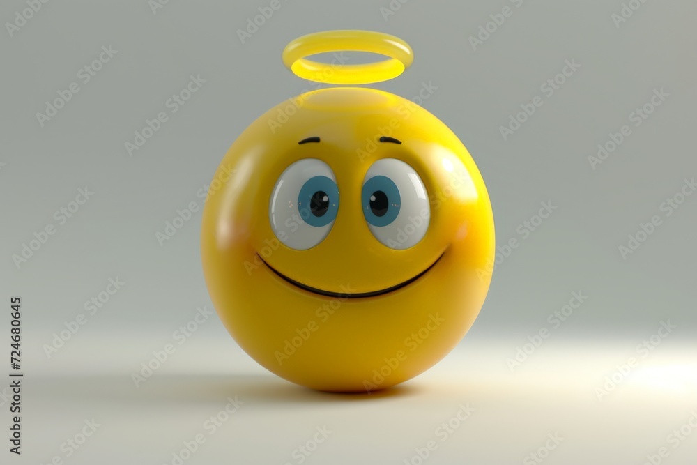 Yellow and gold smiley happiness cute, innocent faces. Angel emoticon ...