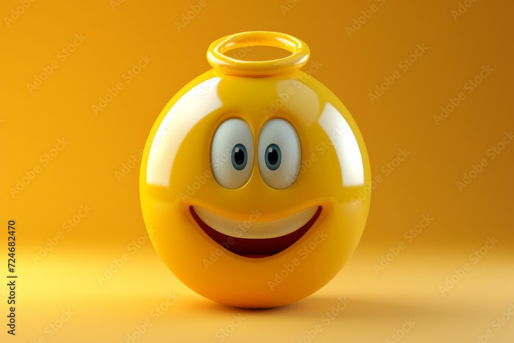 Yellow and gold smiley happiness cute, innocent faces. Angel emoticon ...