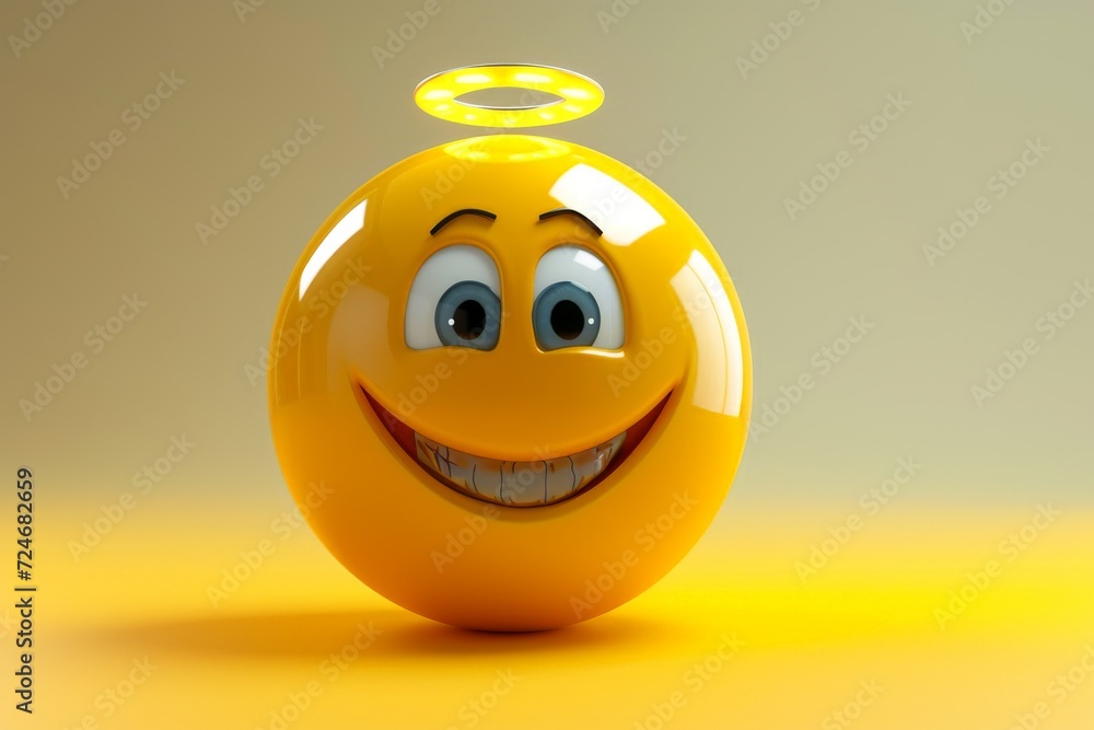 Yellow and gold smiley happiness cute, innocent faces. Angel emoticon ...
