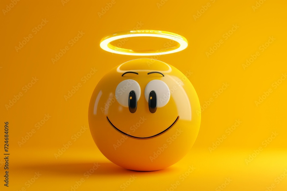 Yellow and gold smiley happiness cute, innocent faces. Angel emoticon ...