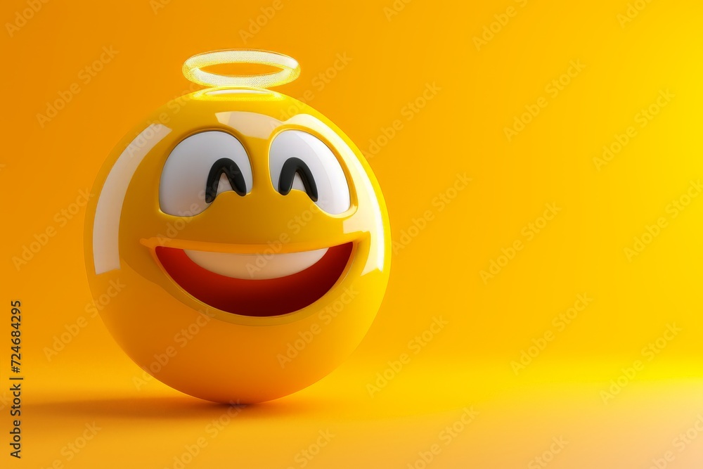 Yellow and gold smiley happiness cute, innocent faces. Angel emoticon ...