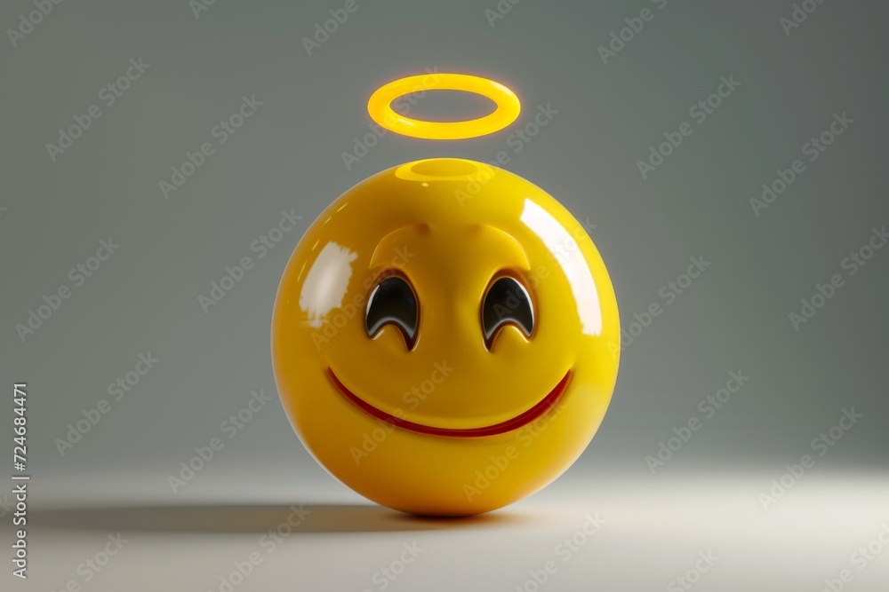 Yellow and gold smiley happiness cute, innocent faces. Angel emoticon ...