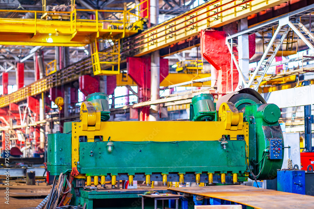 Steel press on a metallurgical factory. Machine tools and mechanisms on ...