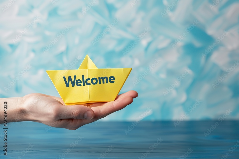 Welcome aboard , word welcoming passengers traveling by sea Stock Photo ...