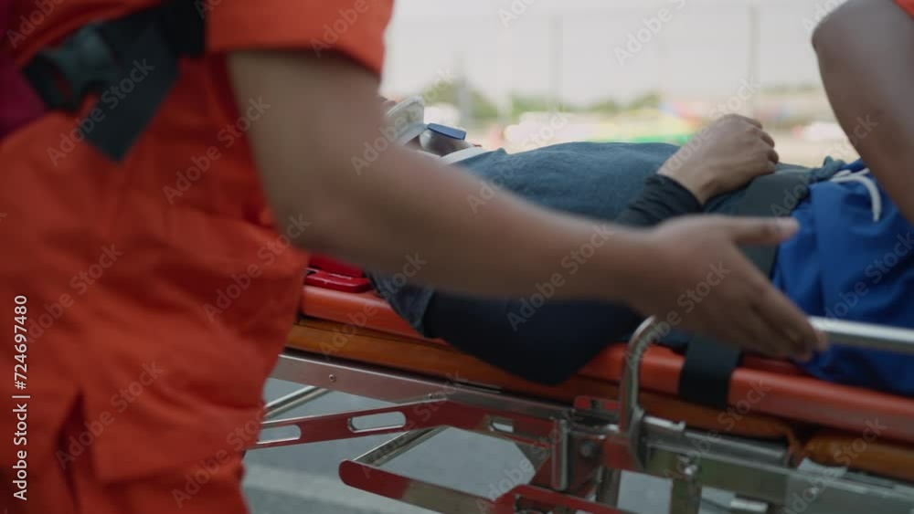 Paramedics helping crash victim after car accident on hightway road ...