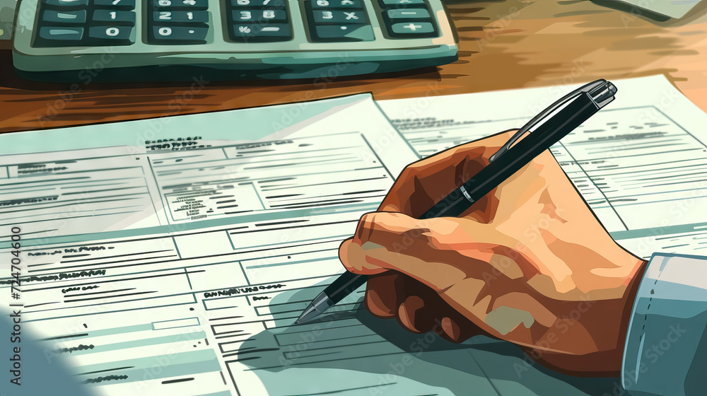 tax day concept with US tax form 1040 in Individual Income Tax Return ...