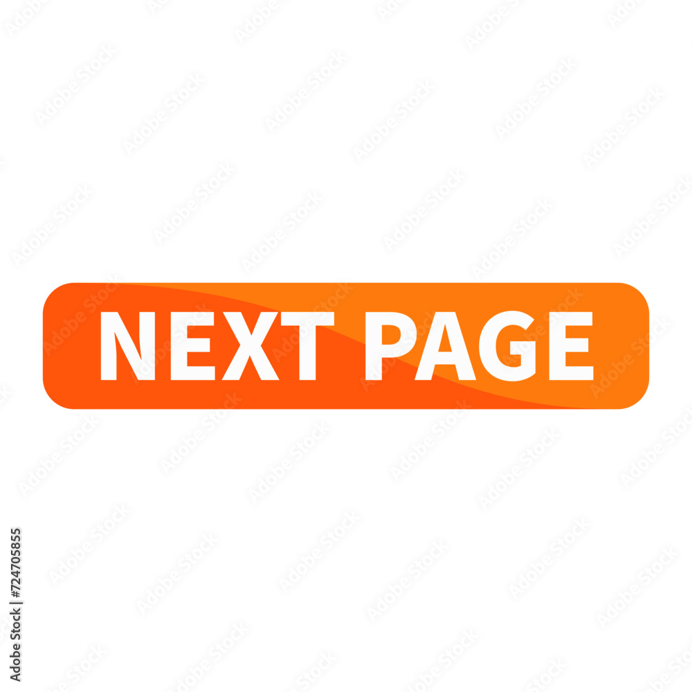 Next Page Button Text In Orange Rectangle Shape For Promotion Business ...
