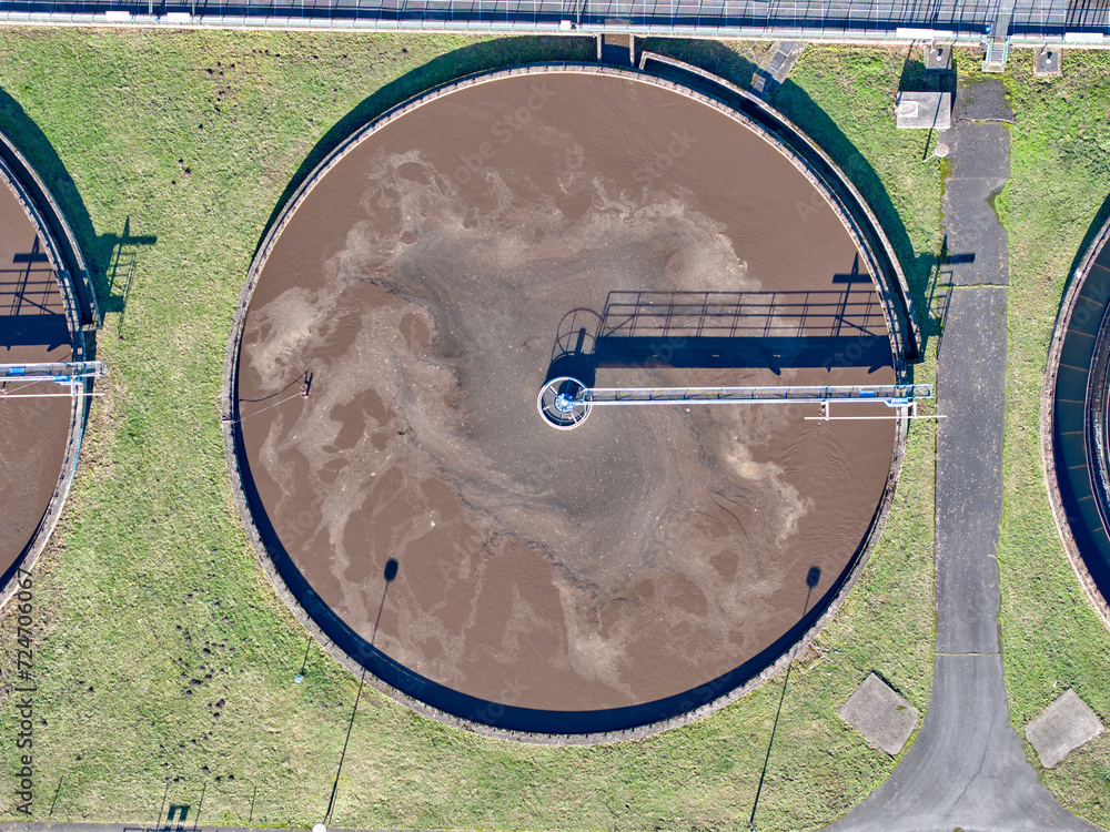 Vertical view of the municipal wastewater treatment plant. Servicing ...