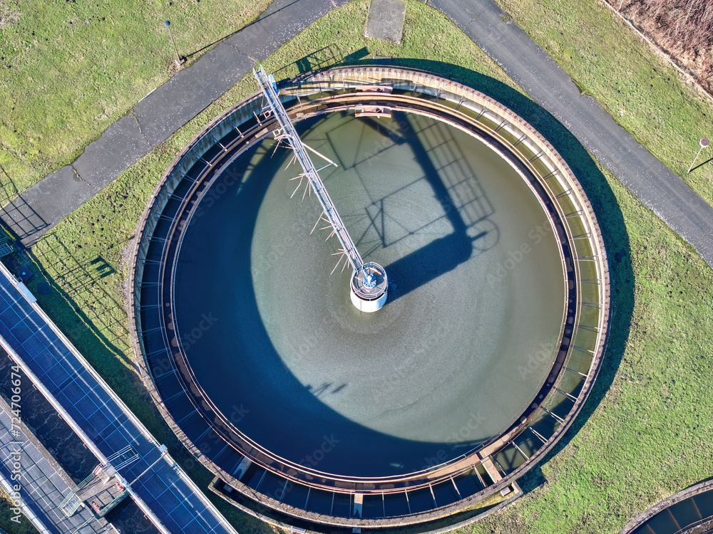 Vertical view of the municipal wastewater treatment plant. Servicing ...