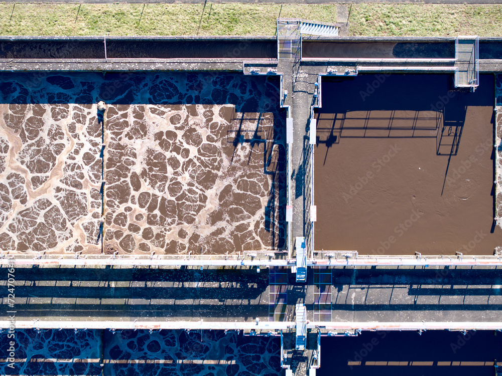 Vertical view of the municipal wastewater treatment plant. Servicing ...