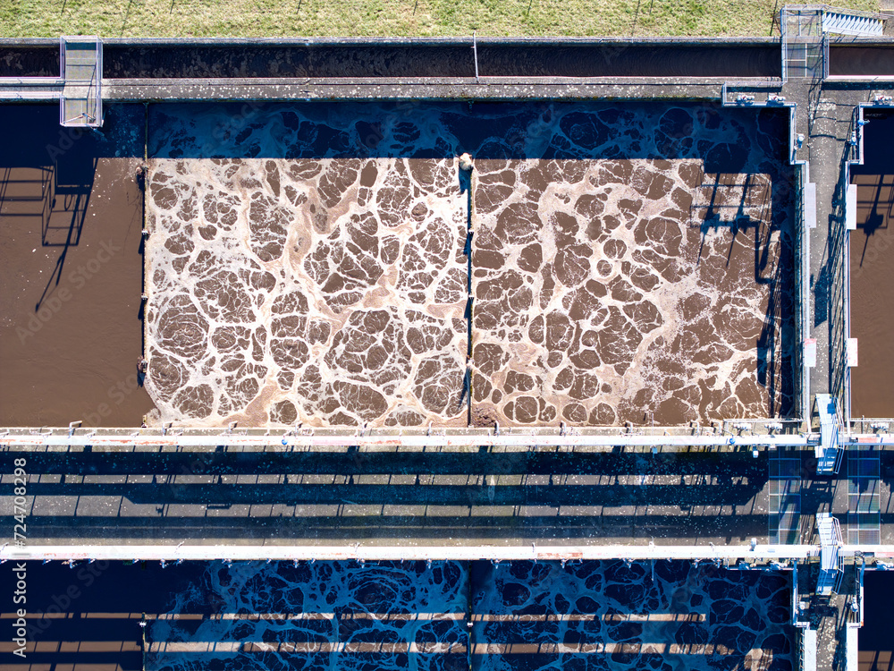 Vertical view of the municipal wastewater treatment plant. Servicing ...