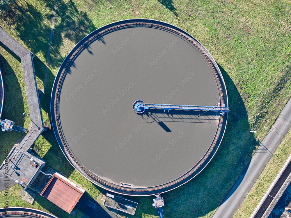 Vertical view of the municipal wastewater treatment plant. Servicing ...