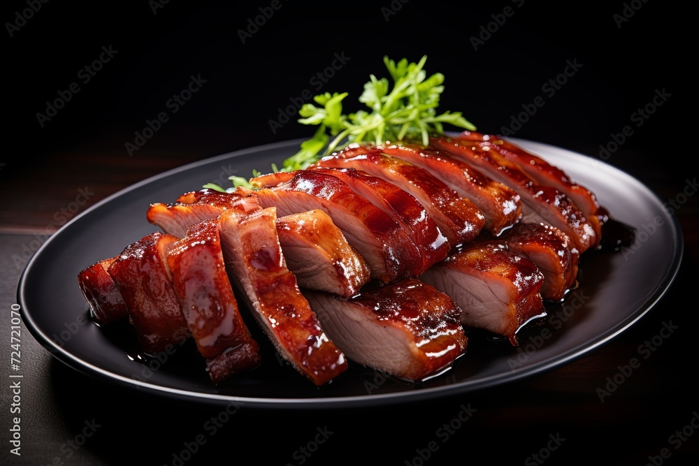 Thin slices of Char Siu, the delectably glazed Chinese barbecue pork ...