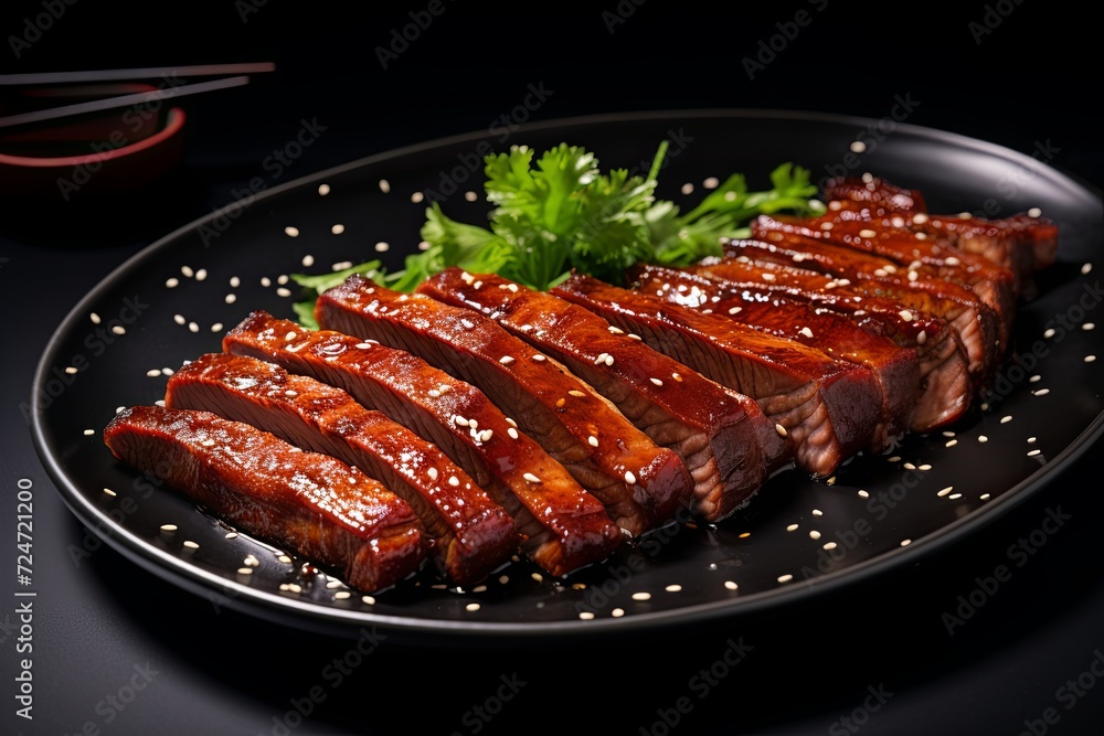 Thin slices of Char Siu, the delectably glazed Chinese barbecue pork ...